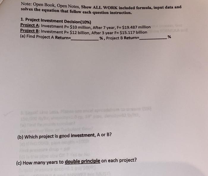 Solved Note: Open Book, Open Notes, Show ALL WORK included | Chegg.com