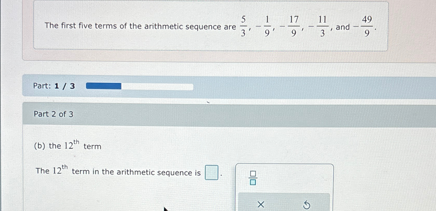 Solved The first five terms of the arithmetic sequence are | Chegg.com