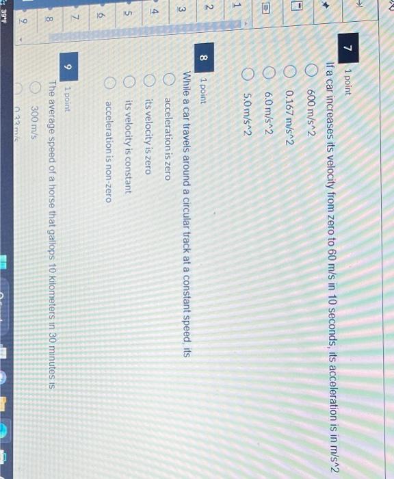 Solved 71 point If a car increases its velocity from zero to | Chegg.com