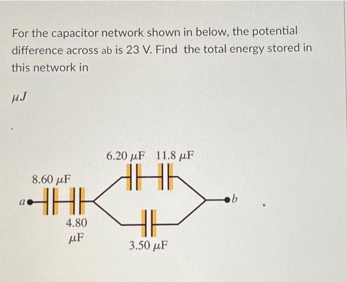 Solved For the capacitor network shown in below, the | Chegg.com