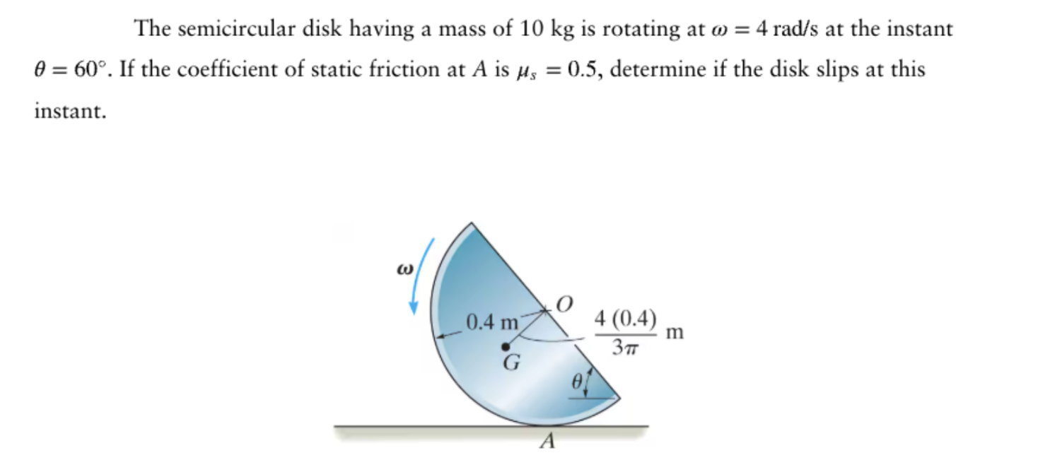 Solved The semicircular disk having a mass of 10 kg is | Chegg.com