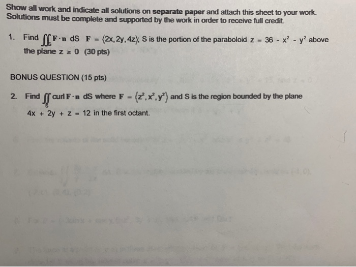 Solved Show all work and indicate all solutions on separate | Chegg.com