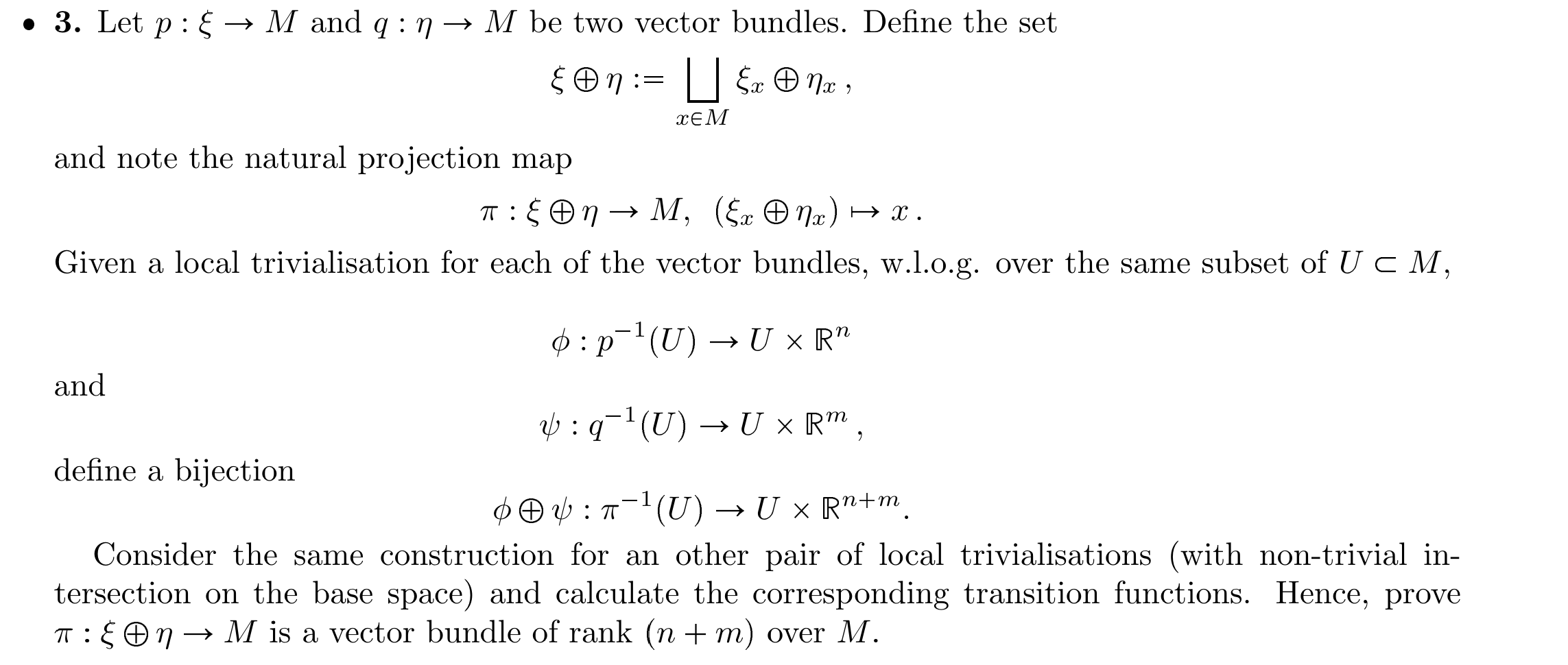 Solved Let p : \xi Ñ ﻿M and q : \eta Ñ ﻿M be two vector | Chegg.com