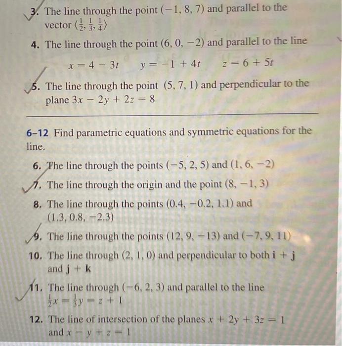 Solved only the one with the 3. The line through the point | Chegg.com