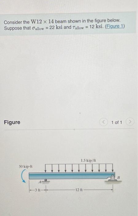 Solved Consider the W12 x 14 beam shown in the figure below. | Chegg.com