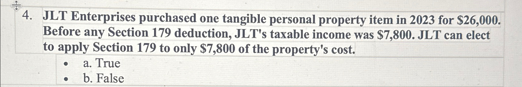 Solved JLT Enterprises purchased one tangible personal | Chegg.com