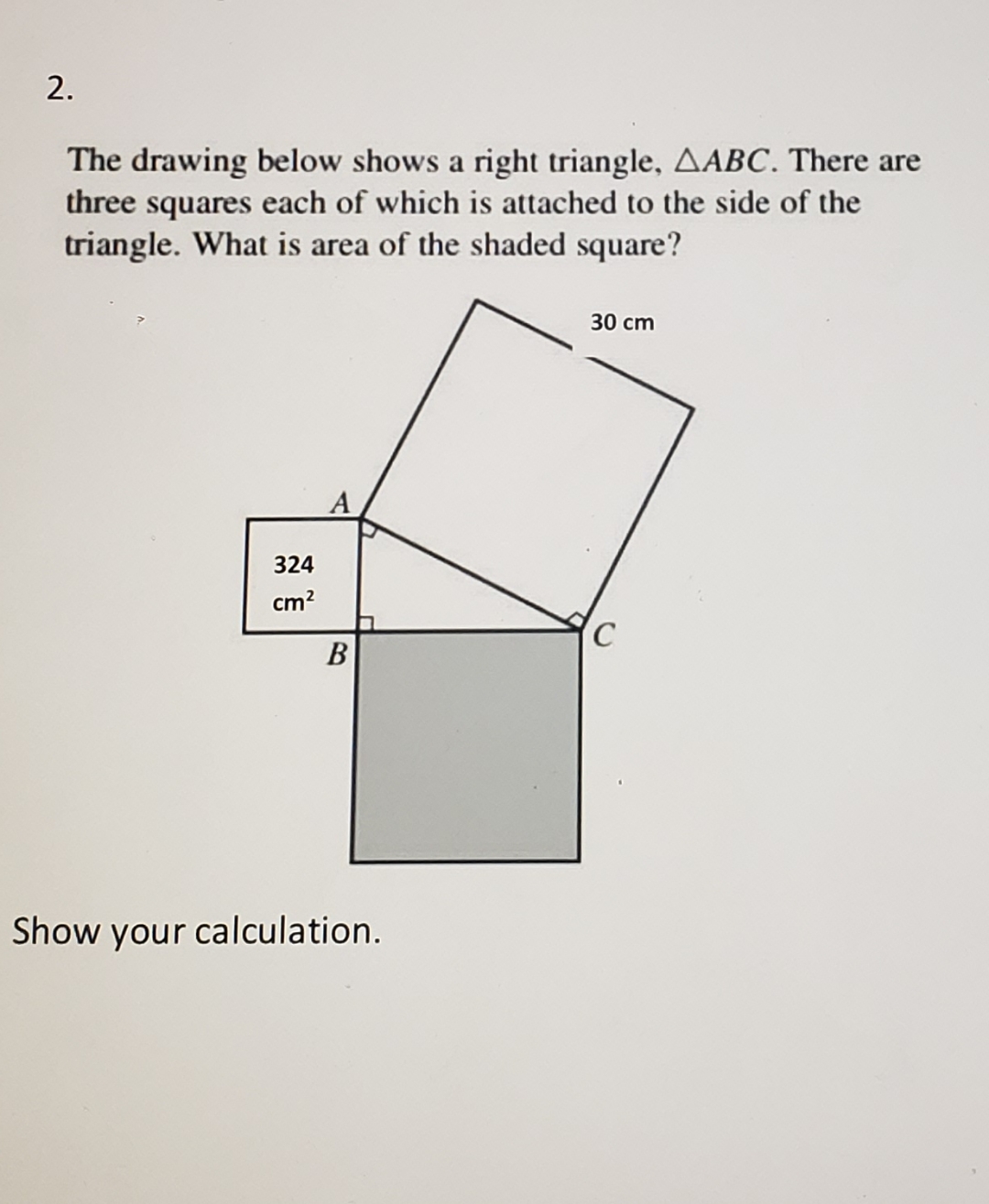 Solved The drawing below shows a right triangle, ????ABC. | Chegg.com
