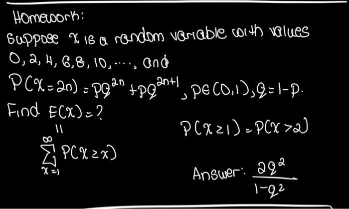 Solved Homework: suppose x,18 a random variable with values | Chegg.com