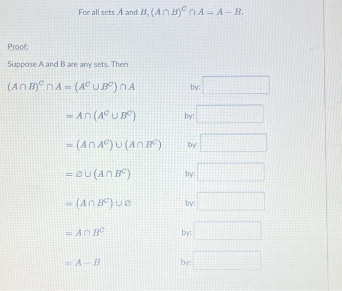 Solved Let all sets referred to below be subsets of a | Chegg.com