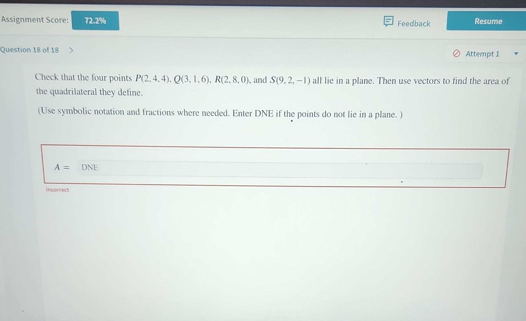 Solved Check that the four points | Chegg.com