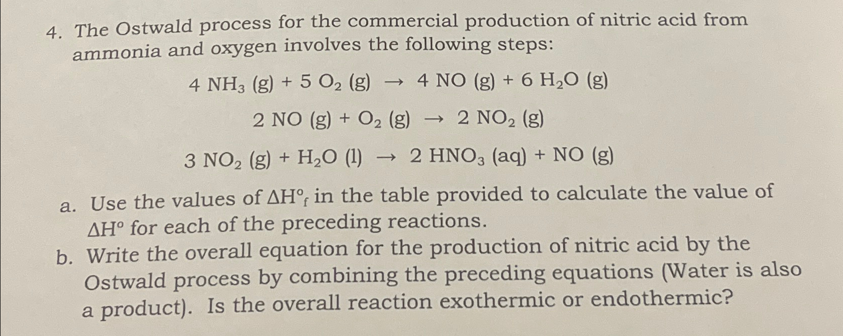 The Ostwald process for the commercial production of | Chegg.com