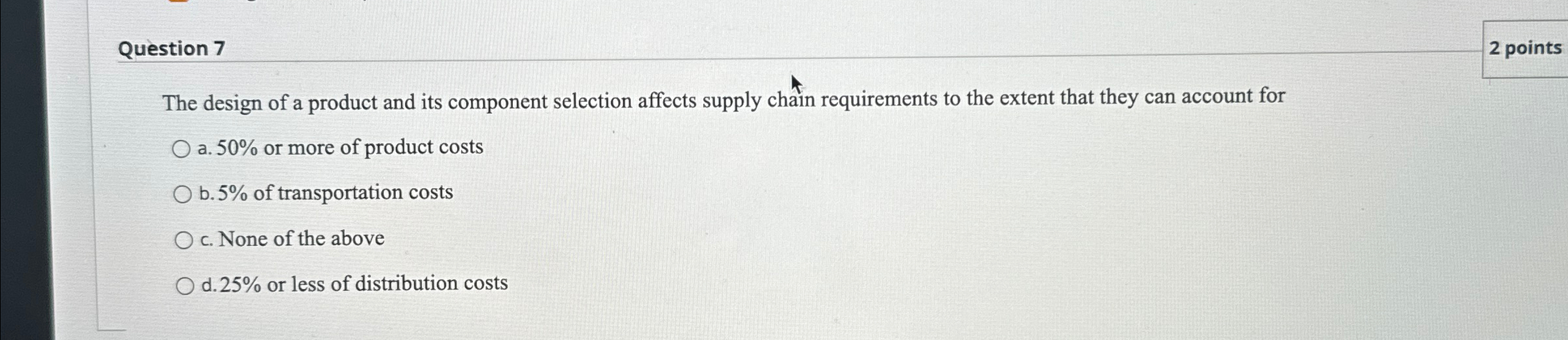 Solved Question 72 ﻿pointsThe design of a product and its | Chegg.com