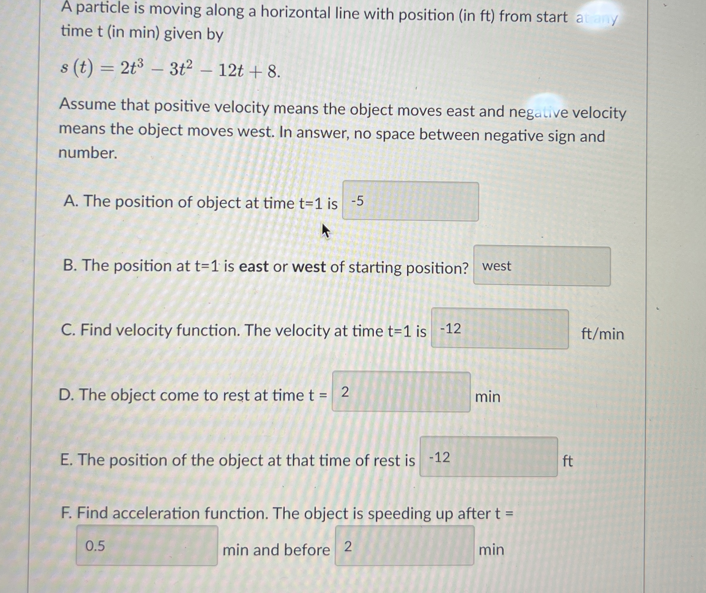 Solved A particle is moving along a horizontal line with | Chegg.com
