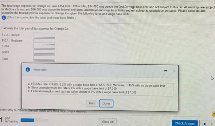 Solved The total wage expense for Orange Co was $154,000. Of | Chegg.com
