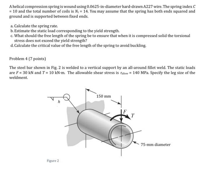 Solved A helical compression spring is wound using | Chegg.com