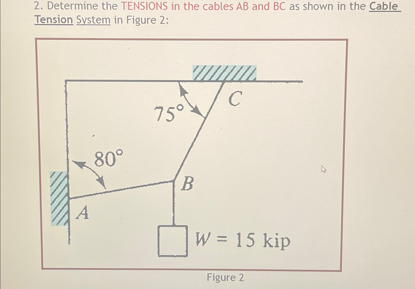 Solved Determine the TENSIONS in the cables AB ﻿and BC ﻿as | Chegg.com