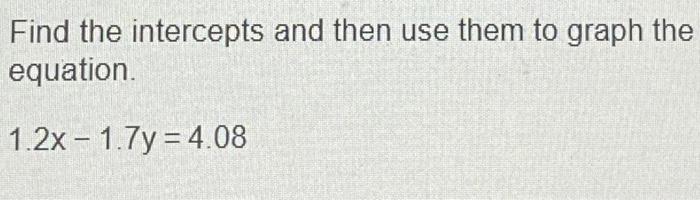 Solved Find the intercepts and then use them to graph the | Chegg.com