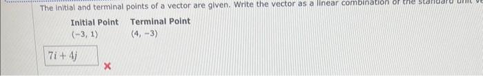 Solved The Initial and terminal points of a vector are | Chegg.com
