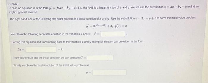 Solved (1 point) in case an equation is in the form | Chegg.com