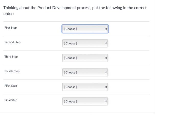 Solved Thinking about the Product Development process, put | Chegg.com