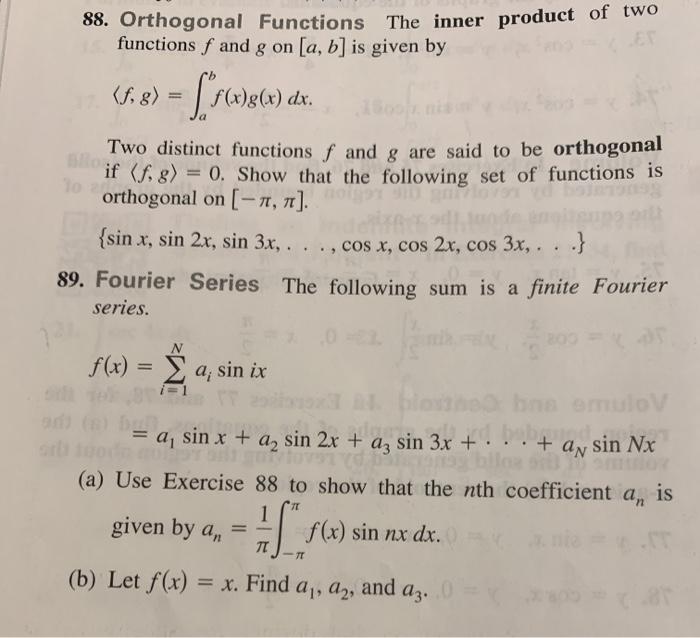 Solved 88. Orthogonal Functions The inner product of two | Chegg.com
