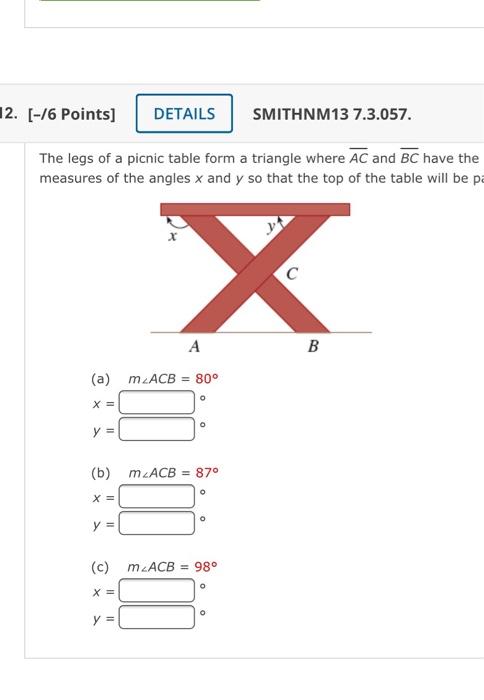Solved 12. [-16 Points) DETAILS SMITHNM13 7.3.057. The legs | Chegg.com