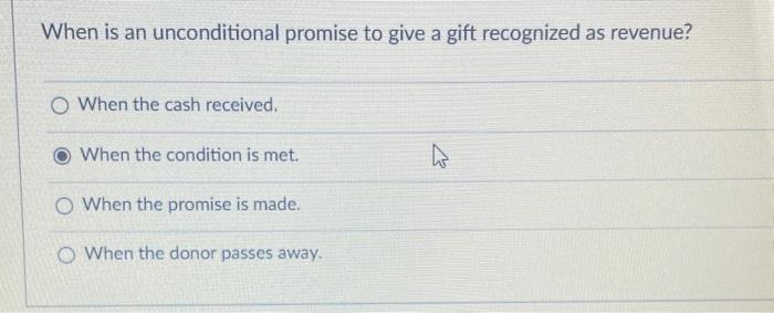 Solved When is an unconditional promise to give a gift | Chegg.com