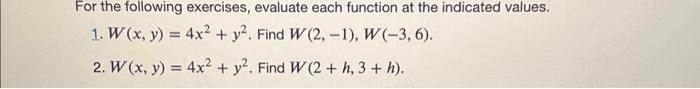 Solved For the following exercises, evaluate each function | Chegg.com