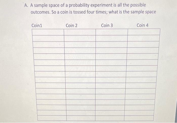 Solved A. A sample space of a probability experiment is all | Chegg.com