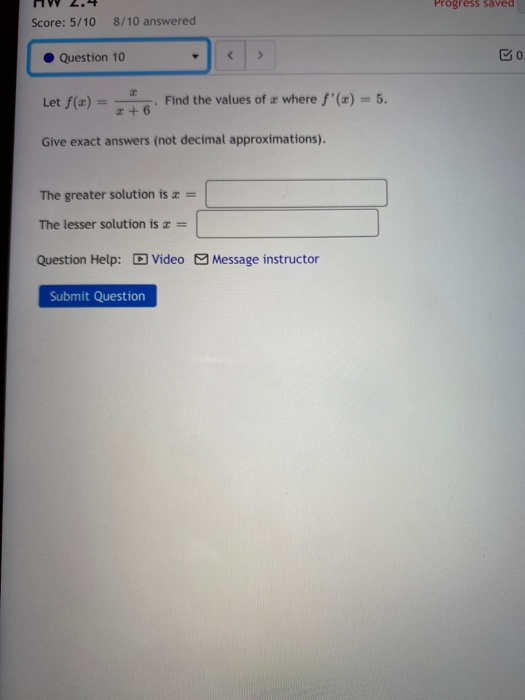 Solved Progress saved Score: 5/10 8/10 answered Question 10 | Chegg.com