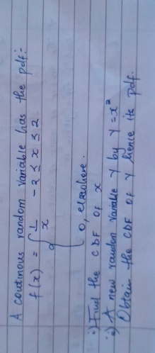 A continous random variable has the | Chegg.com