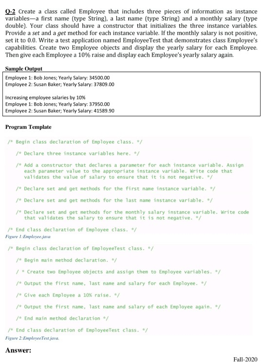 Solved 0-2 Create a class called Employee that includes | Chegg.com