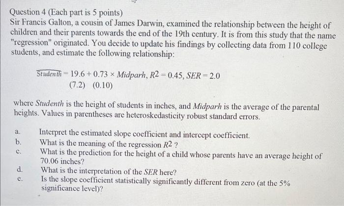 Solved Question 4 (Each part is 5 points) Sir Francis | Chegg.com