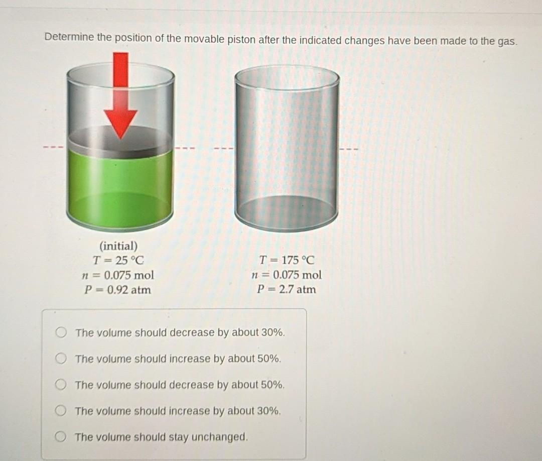 Solved Determine the position of the movable piston after | Chegg.com