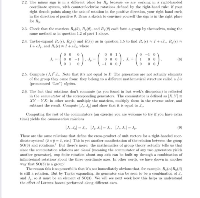 Solved Part 1: Rotations in 2 dimensions Recall the general | Chegg.com