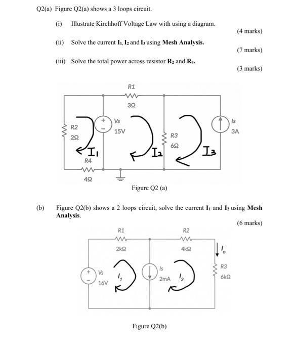 Solved Q2(a) Figure Q2(a) shows a 3 loops circuit. (1) | Chegg.com