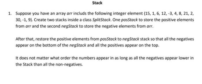 Solved Stack 1. Suppose you have an array arr includs the | Chegg.com