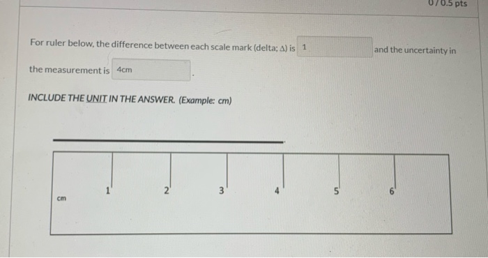 Solved For ruler below, the difference between each scale | Chegg.com