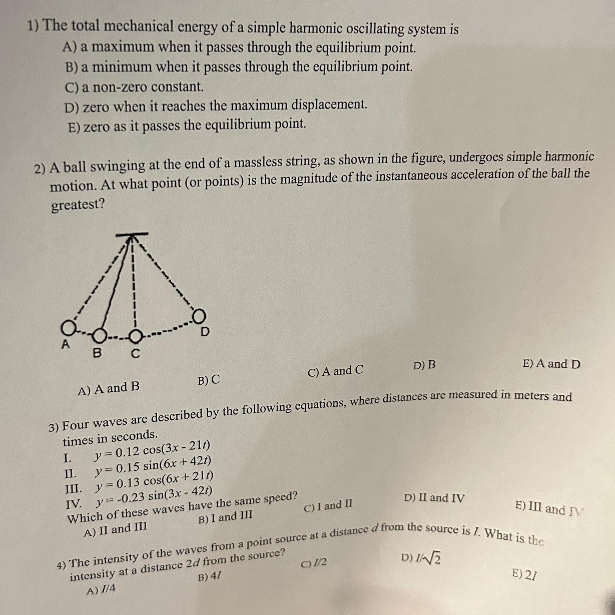 Solved The total mechanical energy of a simple harmonic | Chegg.com
