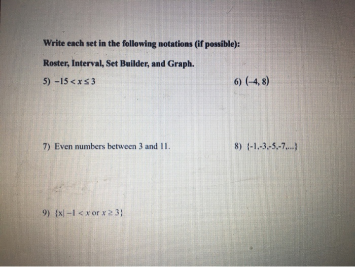 Solved Write each set in the following notations (if | Chegg.com