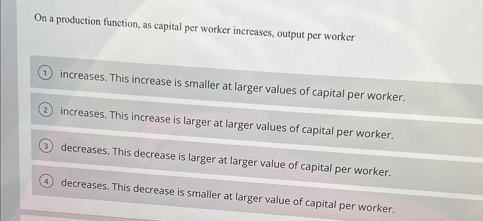 Solved On a production function, as capital per worker | Chegg.com