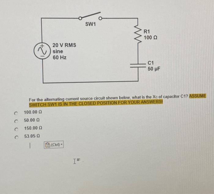Solved For the alternating current source circuit shown | Chegg.com