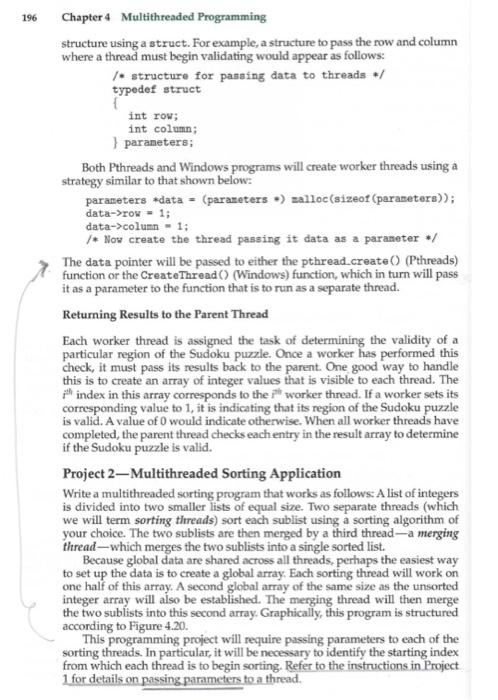 Solved 196 Chapter 4 Multithreaded Programming structure | Chegg.com