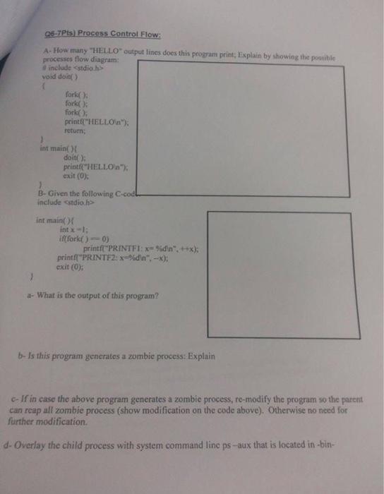 Solved Q6-7P(s) Process Control Flow: A. How many "HELLO" | Chegg.com
