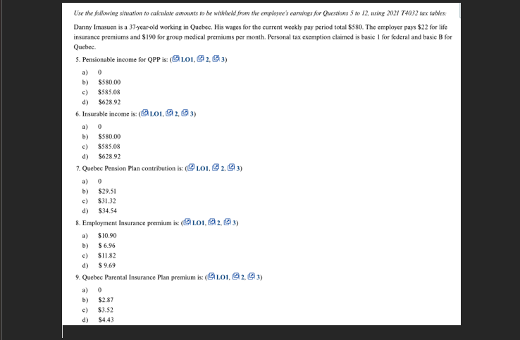 Solved Use the following situation to calculate amounts to | Chegg.com