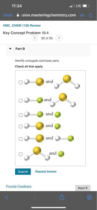 Solved Identify conjugate acid-base pairs. Chack all that | Chegg.com