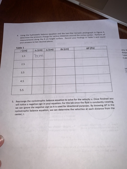 Name: Lab 10 - Cyclostrophic Flow: The Two-Liter | Chegg.com