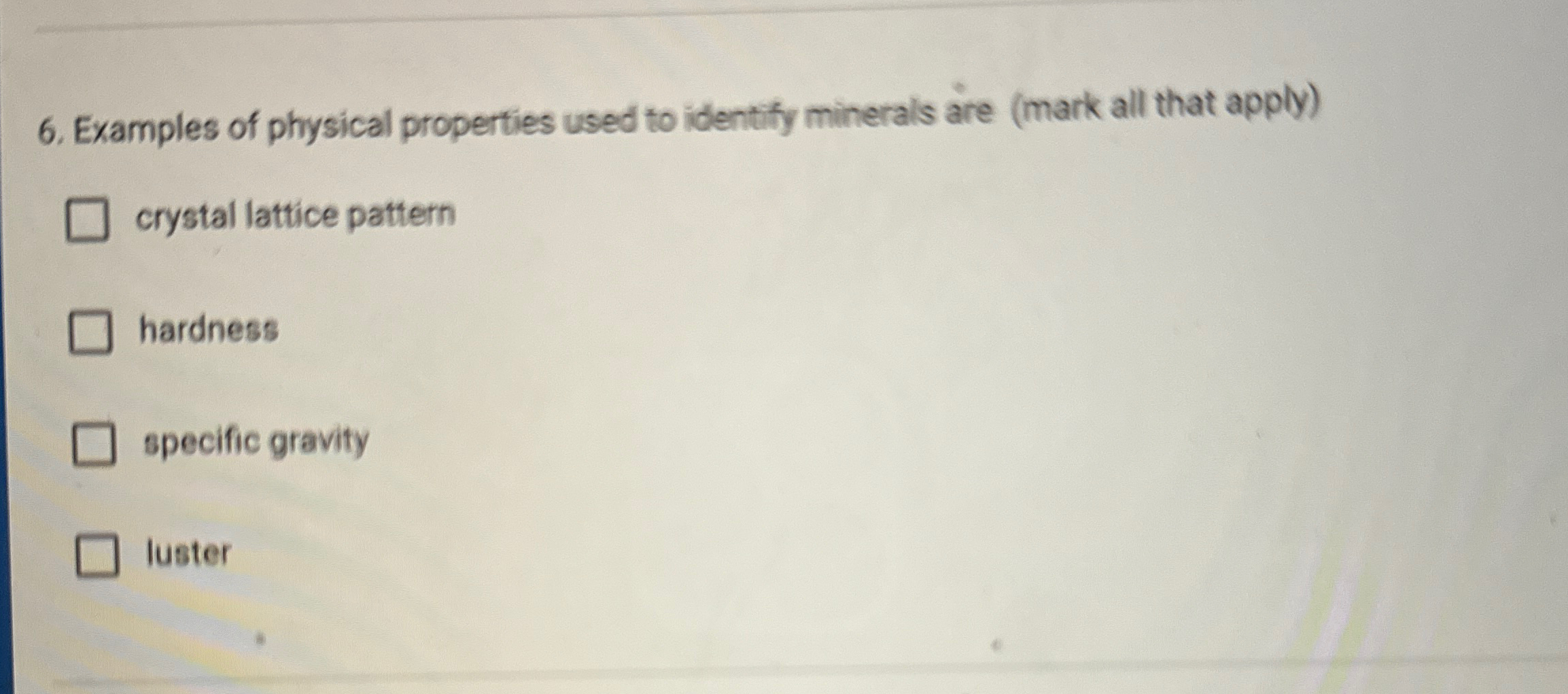Solved Examples of physical properties used to identify | Chegg.com