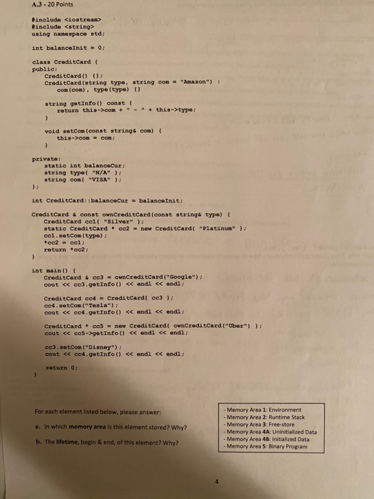 A.3-20 Points #include #include using namespace | Chegg.com