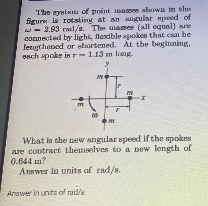 Solved = The system of point masses shown in the figure is | Chegg.com